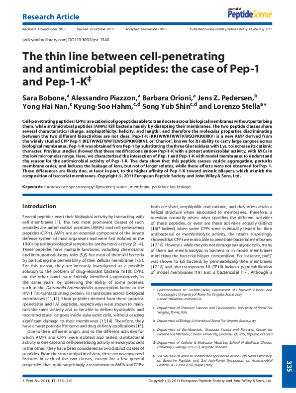 (PDF) The thin line between cell-penetrating and antimicrobial peptides ...