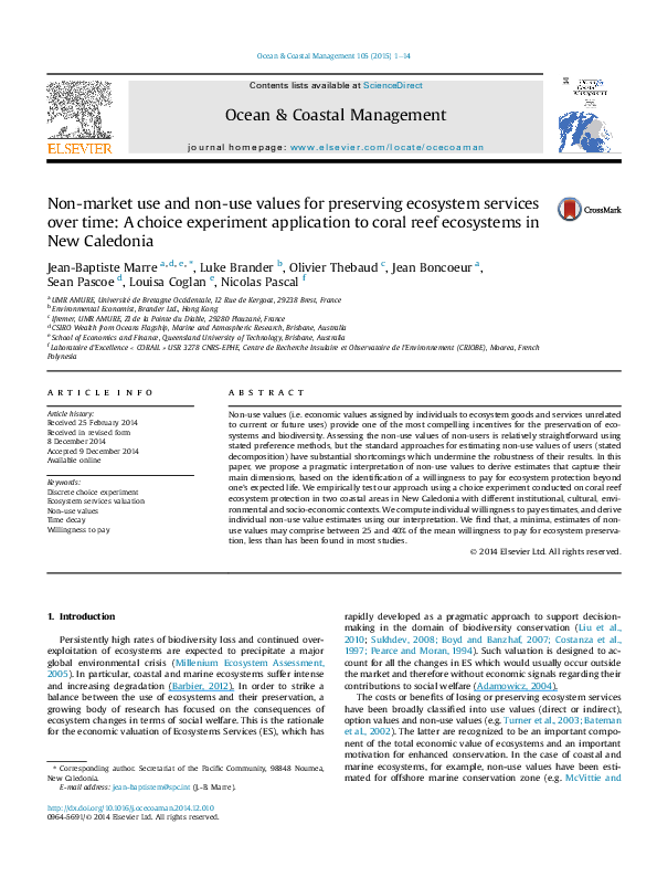 (PDF) Non-market use and non-use values for preserving ecosystem ...