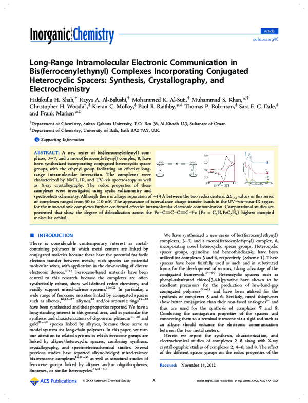 (PDF) Long-Range Intramolecular Electronic Communication in Bis(ferrocenylethynyl) Complexes ...