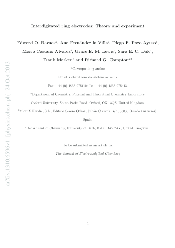 (PDF) Interdigitated ring electrodes: Theory and experiment
