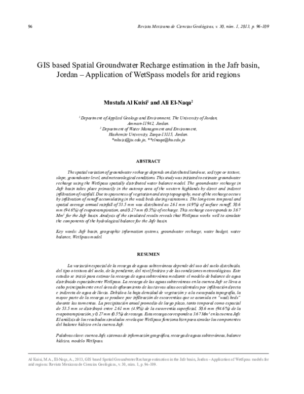 (PDF) GIS based Spatial Groundwater Recharge estimation in the Jafr basin, Jordan – Application ...