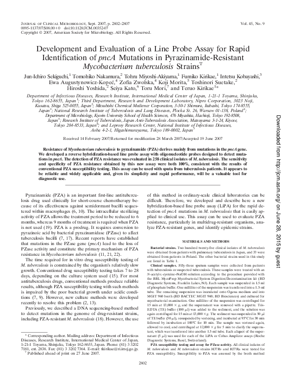 (PDF) Development and Evaluation of a Line Probe Assay for Rapid ...