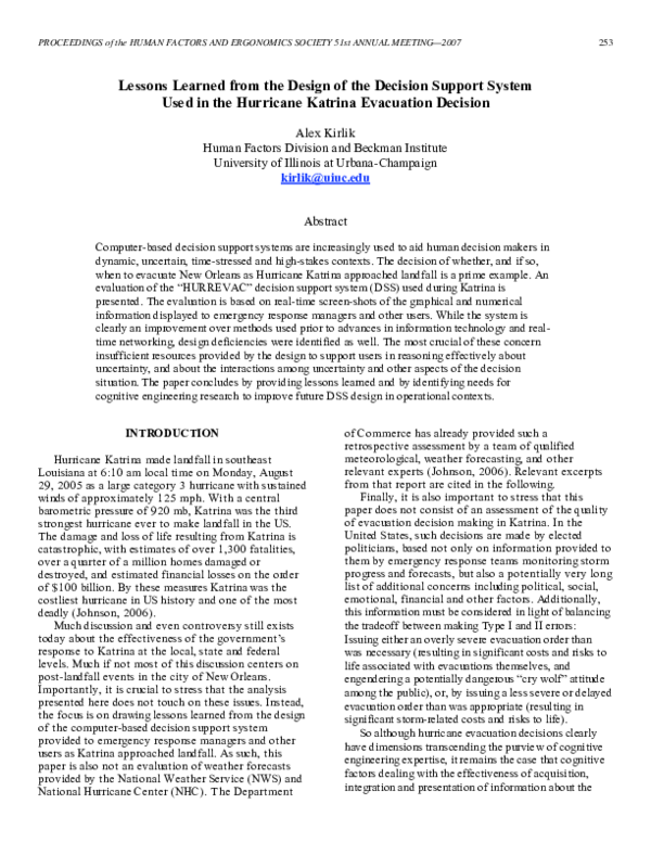 (PDF) Lessons learned from the design of the decision support system ...