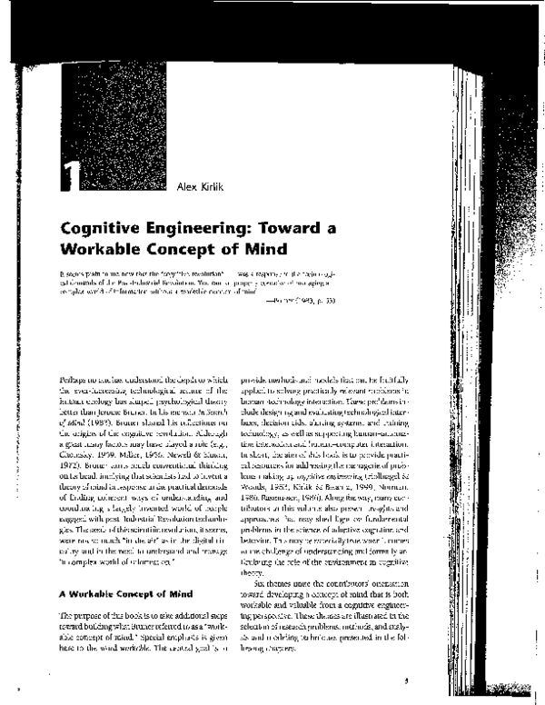 (PDF) Cognitive Engineering: Toward a Workable Concept of Mind