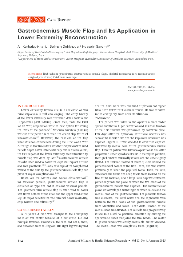(PDF) Gastrocnemius muscle flap and its application in lower extremity ...