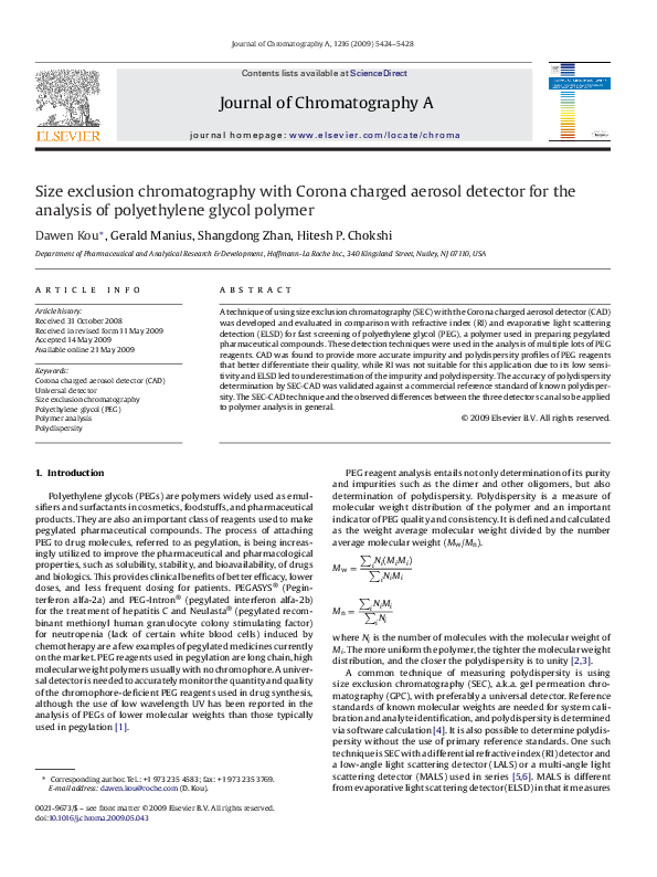 (PDF) Size exclusion chromatography with Corona charged aerosol ...