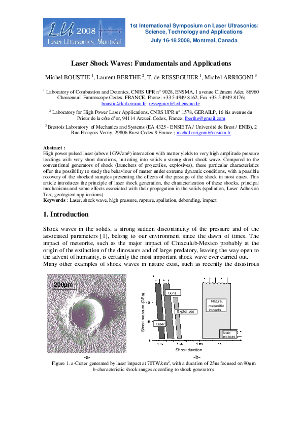 (PDF) Laser Shock Waves: Fundamentals and Applications