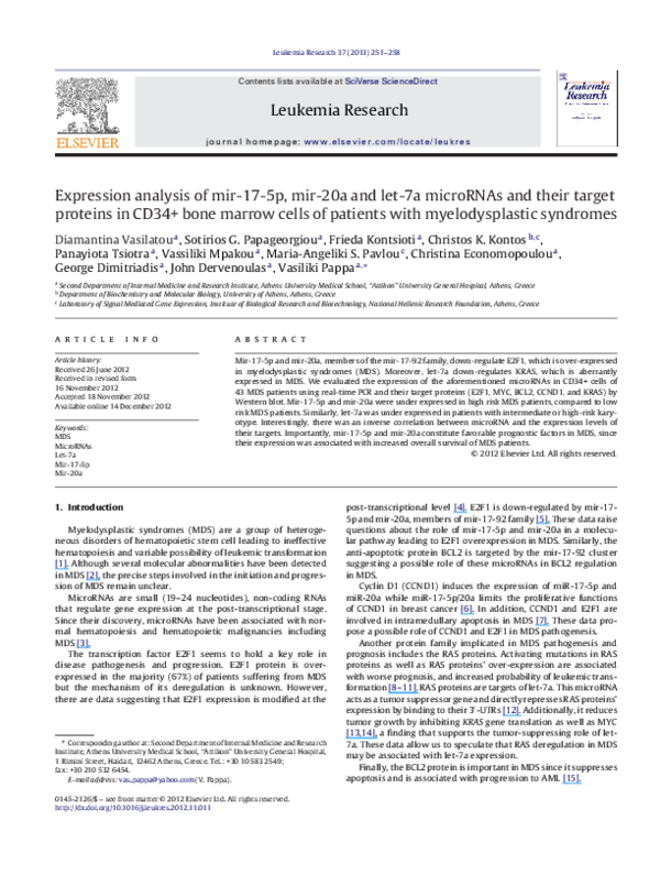 (PDF) 321 Analysis of let-7a, mir-17 and mir-20a microRNA expression in ...
