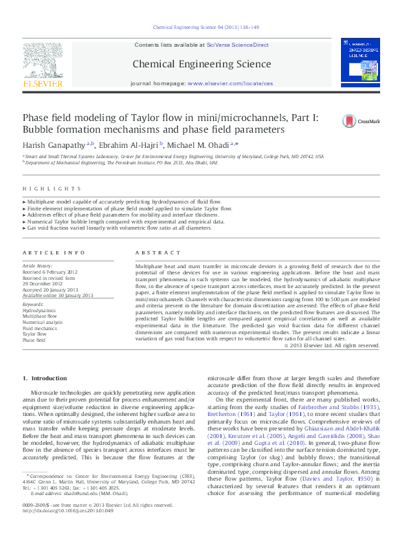 (PDF) Phase field modeling of Taylor flow in mini/microchannels, Part I: Bubble formation ...