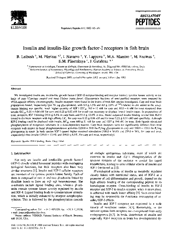(PDF) Insulin and insulin-like growth factor-I receptors in fish brain