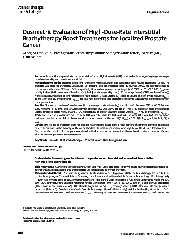 (PDF) Dosimetric Evaluation of High-Dose-Rate Interstitial ...