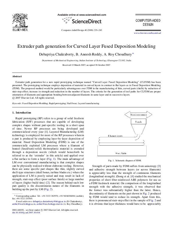 (PDF) Extruder path generation for Curved Layer Fused Deposition Modeling