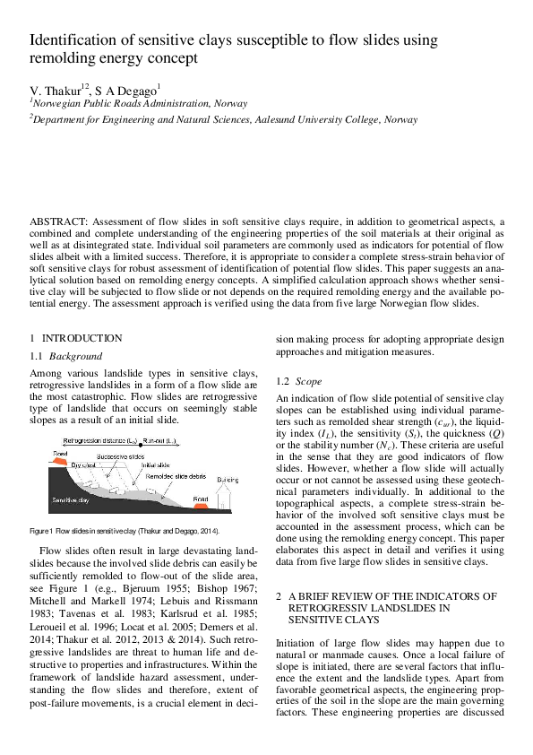 (PDF) Identification of sensitive clays susceptible to flow slides ...