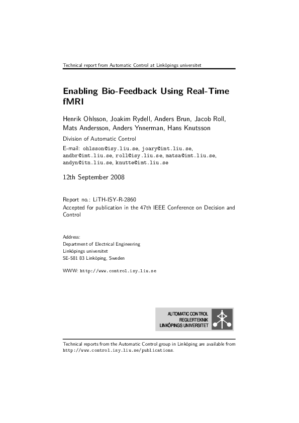 (PDF) Enabling bio-feedback using real-time fMRI