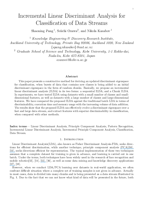 Pdf Incremental Linear Discriminant Analysis For Face Recognition