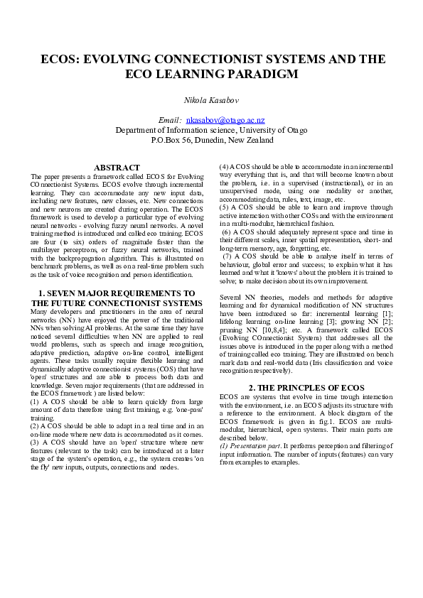(DOC) The ECOS Framework and the ECO Learning Method for Evolving ...