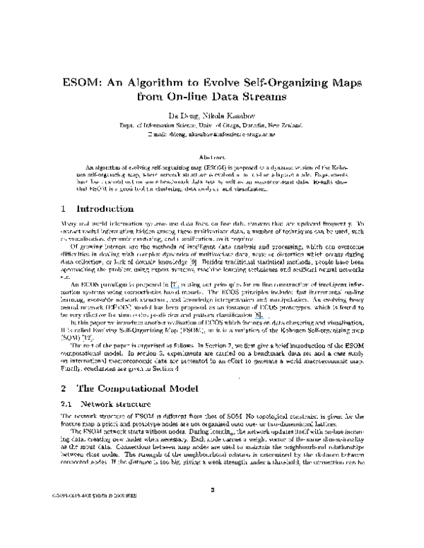 (PDF) ESOM: An Algorithm to Evolve Self-Organizing Maps from On-Line Data Streams
