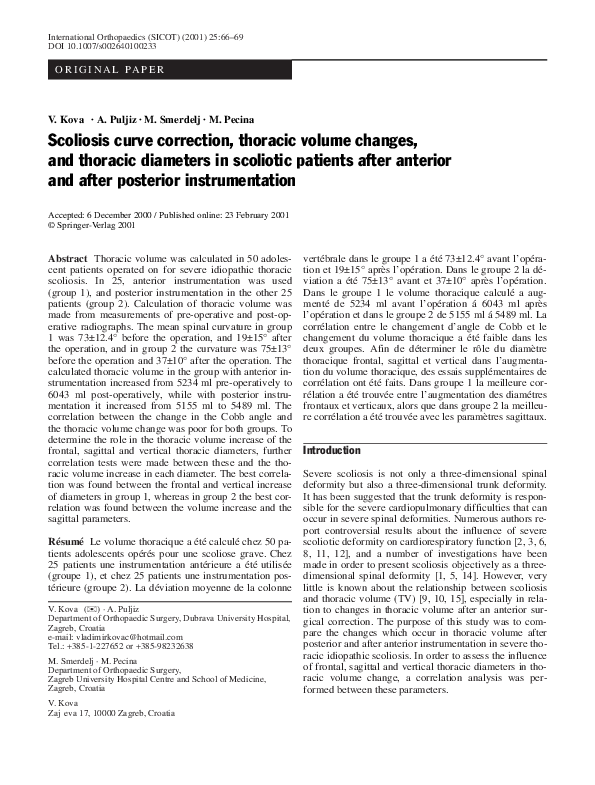 (PDF) Axial plane characteristics of thoracic scoliosis and their ...