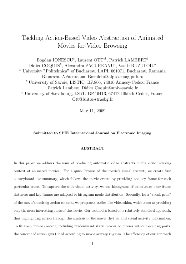 (PDF) Tackling action-based video abstraction of animated movies for ...