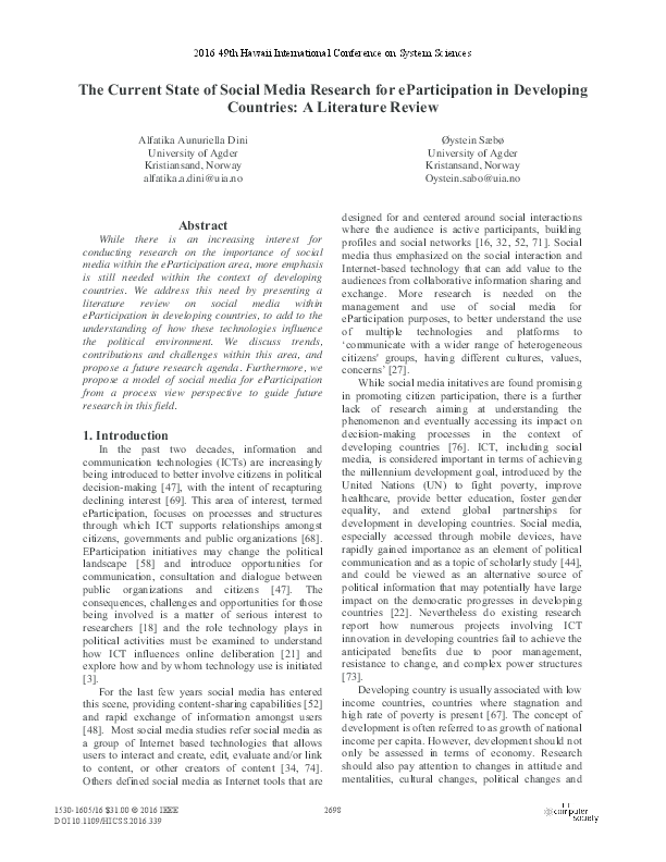 (PDF) The Current State of Social Media Research for eParticipation in ...