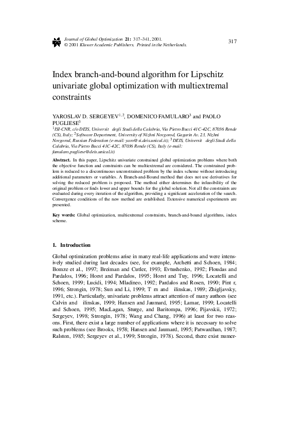 (PDF) Index branch-and-bound algorithm for Lipschitz univariate global optimization with ...