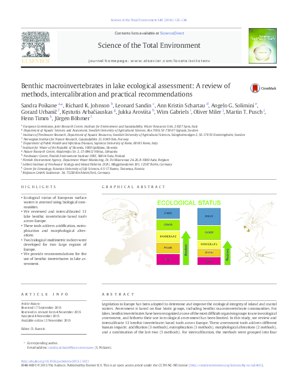 (PDF) Benthic macroinvertebrates in lake ecological assessment: A ...