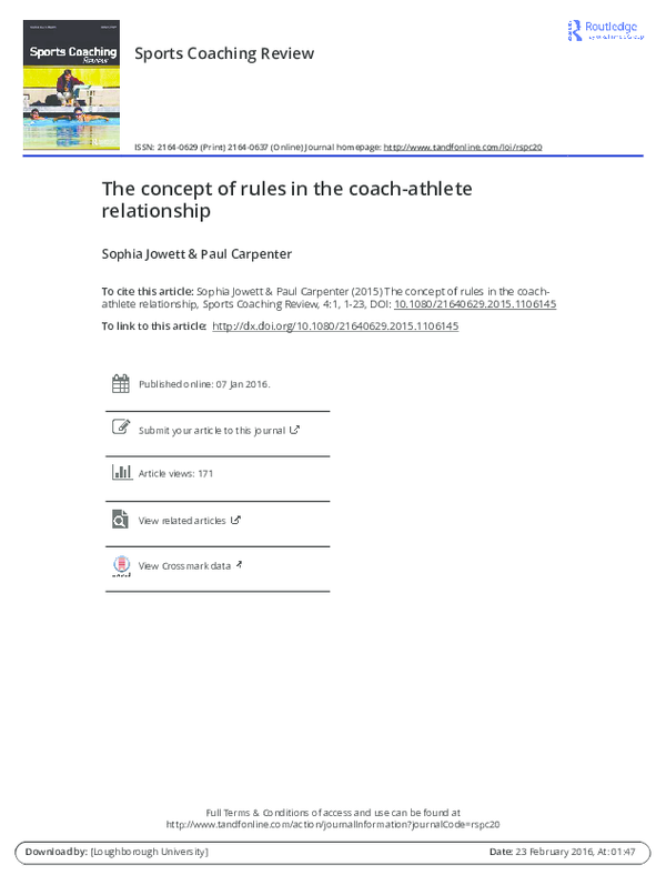 (PDF) Sports Coaching Review The concept of rules in the coach-athlete ...