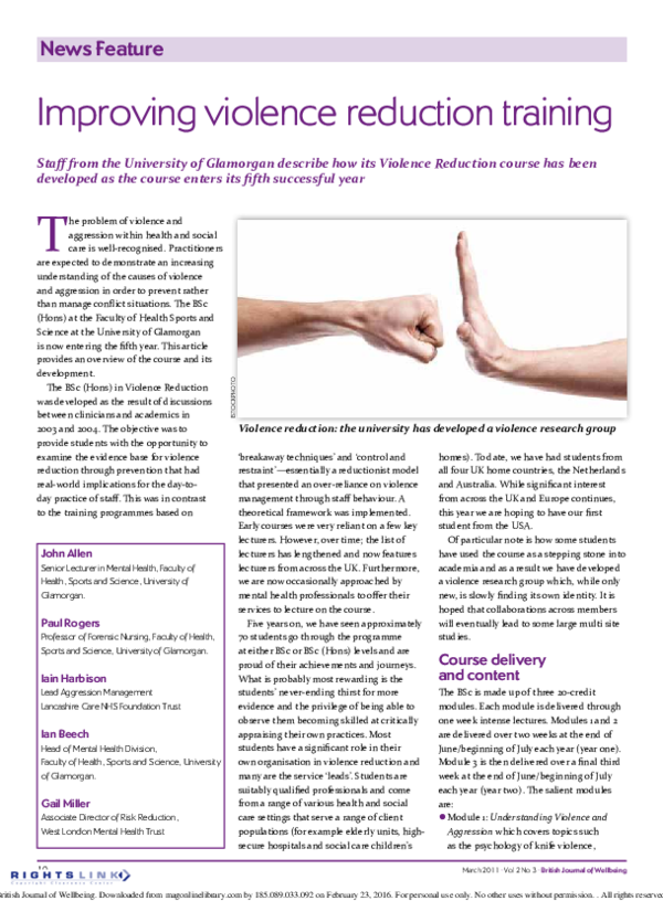 (PDF) Improving Violence Reduction Training