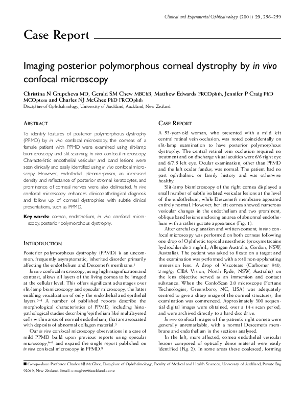 (PDF) Imaging posterior polymorphous corneal dystrophy by in vivo ...