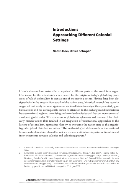 (PDF) Introduction: Approaching Different Colonial Settings, in ...