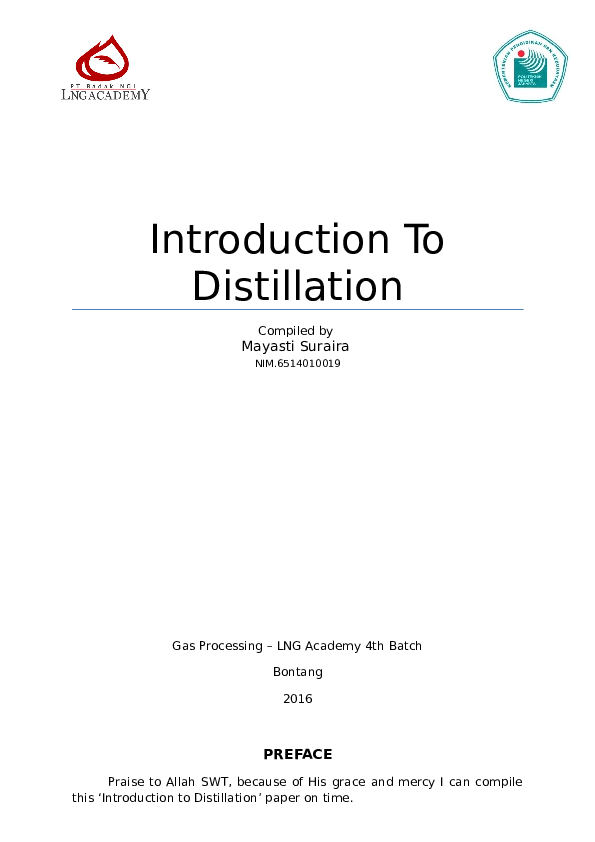 (DOC) Introduction To Distillation