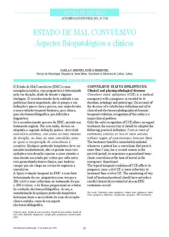 (PDF) [Convulsive status epilepticus. Physiopathologic and clinical ...