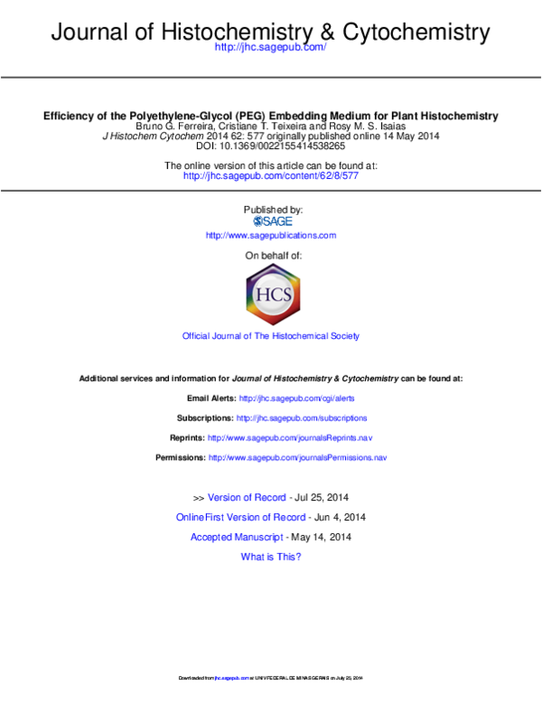 (PDF) Efficiency of the Polyethylene-Glycol (PEG) Embedding Medium for ...
