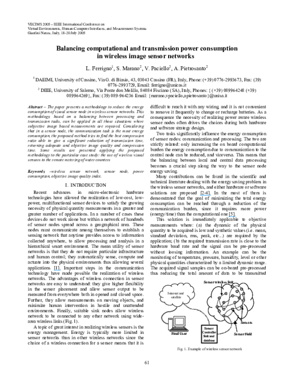 Pdf Energy Efficient Image Sensing In Networks