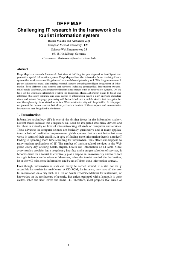 (PDF) DEEP MAP-Challenging IT research in the framework of a tourist ...