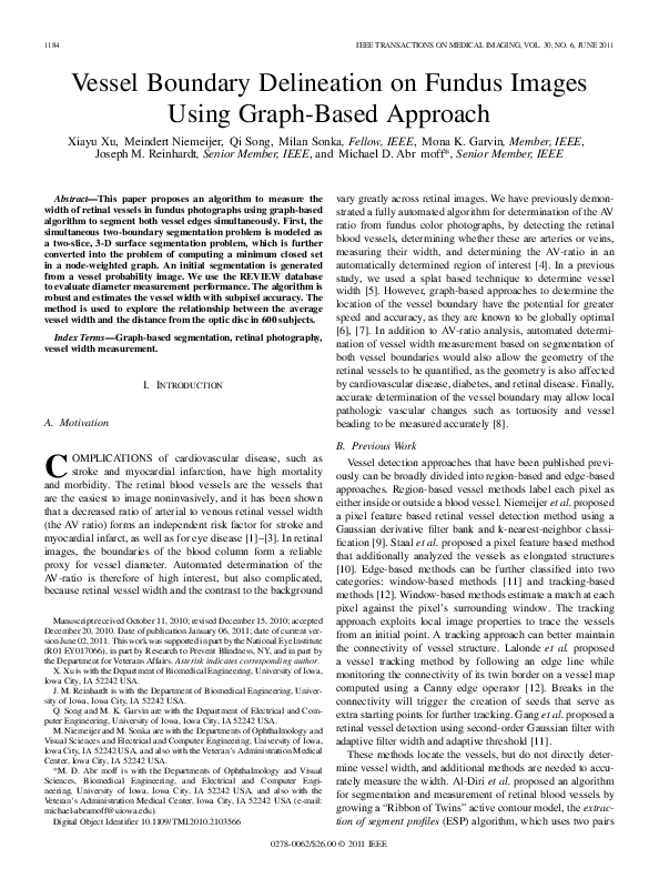 (PDF) Vessel Boundary Delineation on Fundus Images Using Graph-Based Approach