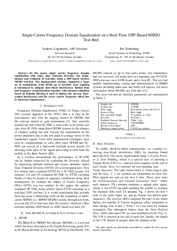 (PDF) Single-carrier frequency domain equalization
