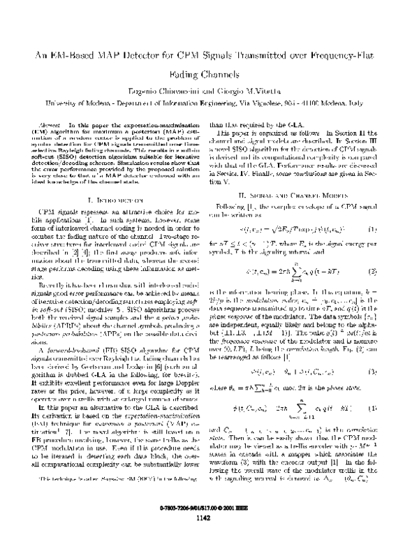 Pdf A Bem Based Detector For Cpm Signals Transmitted Over Frequency