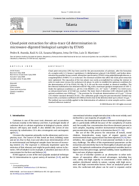 (PDF) Cloud point extraction for ultra-trace Cd determination in microwave-digested biological ...