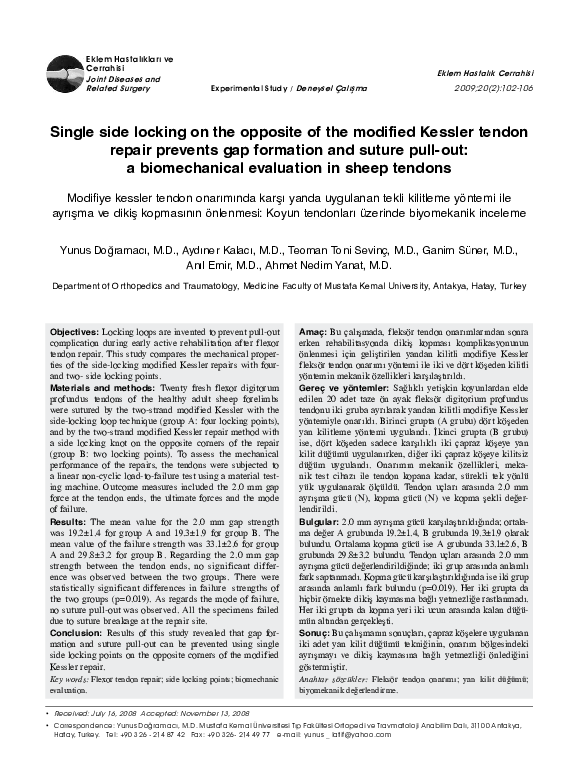 (PDF) Single side locking on the opposite of the modified Kessler ...