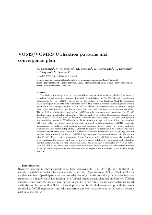 (PDF) VOMS/VOMRS utilization patterns and convergence plan