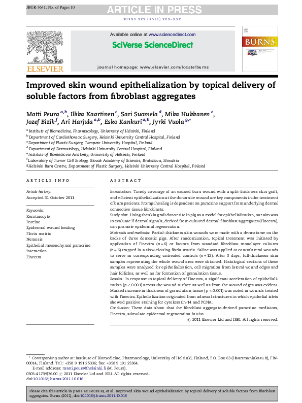 (PDF) Improved skin wound epithelialization by topical delivery of ...
