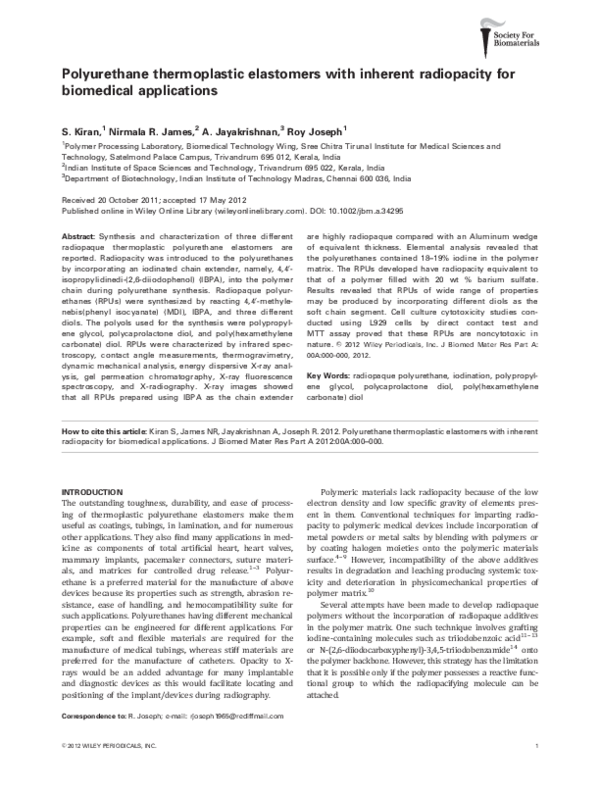 (PDF) Polyurethane thermoplastic elastomers with inherent radiopacity ...