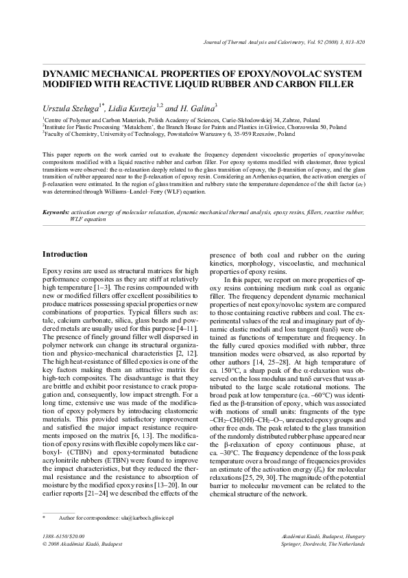 (PDF) Curing of epoxy/novolac system modified with reactive liquid ...