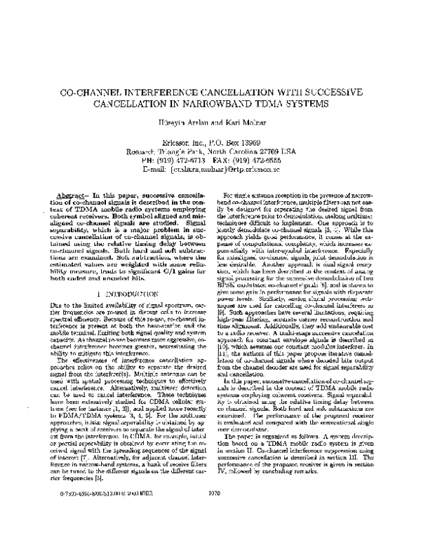 (PDF) Co-channel interference cancellation with successive cancellation ...