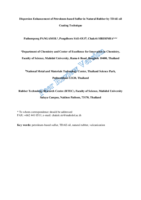 (PDF) Dispersion Enhancement of Petroleum-based Sulfur in Natural ...