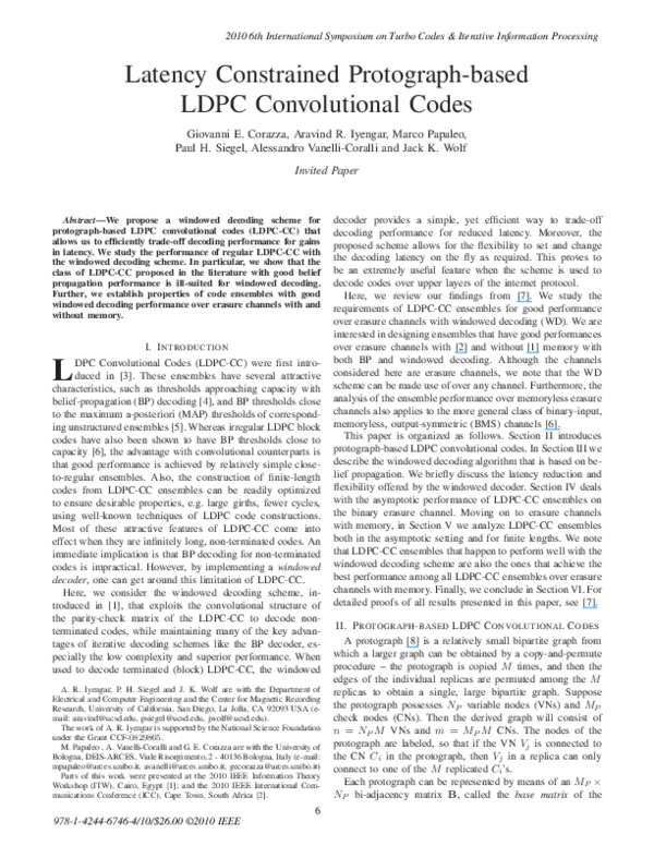 Pdf Latency Constrained Protograph Based Ldpc Convolutional Codes