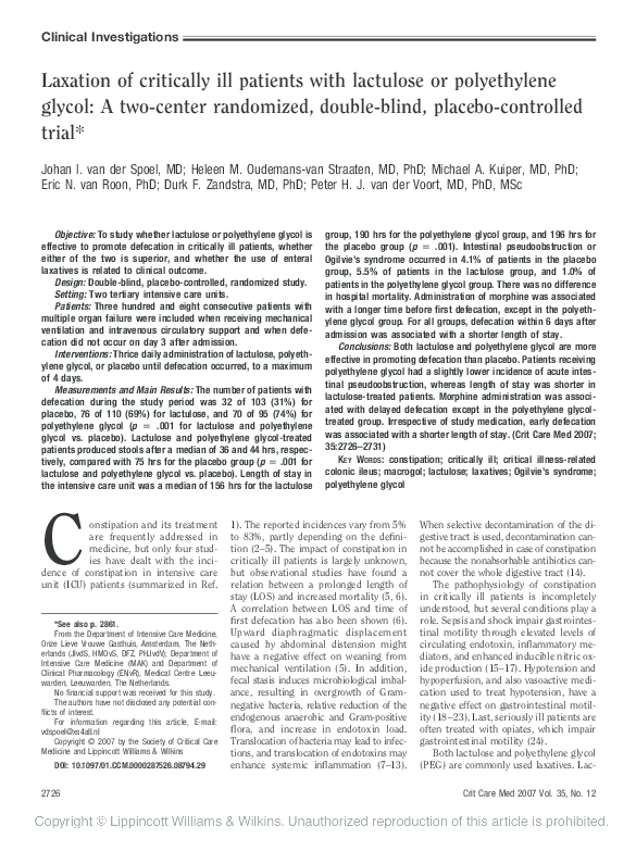 (PDF) Laxation of critically ill patients with lactulose or ...