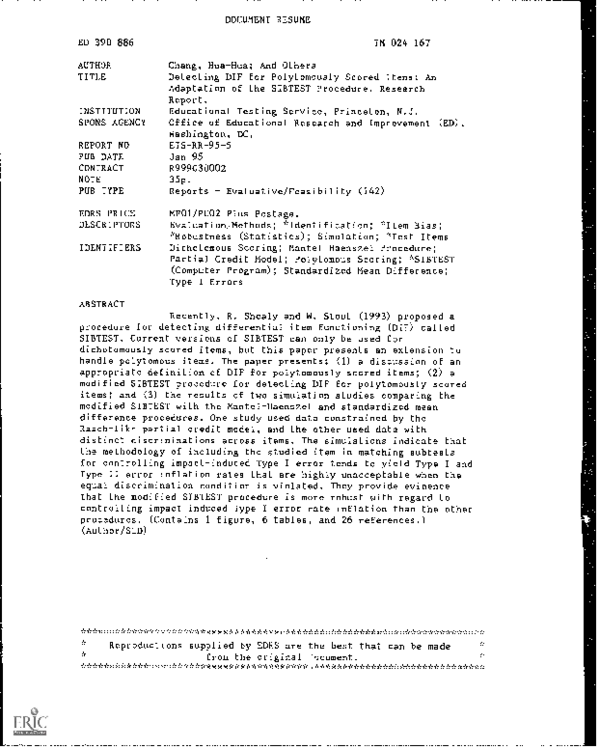 Pdf Detecting Dif For Polytomously Scored Items An Adaptation Of The Sibtest Procedure