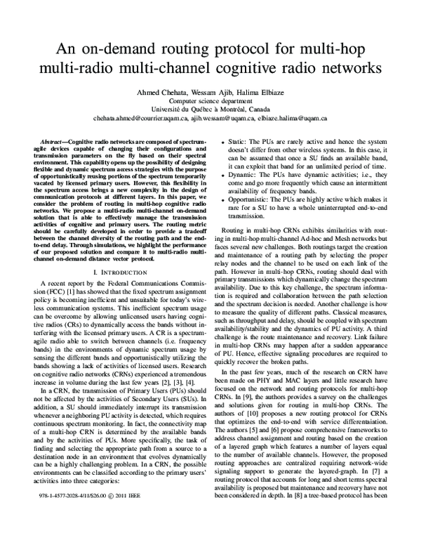 Pdf A Spectrum Aware Routing Protocol For Ad Hoc Cognitive Radio Networks Evangelos Pallis
